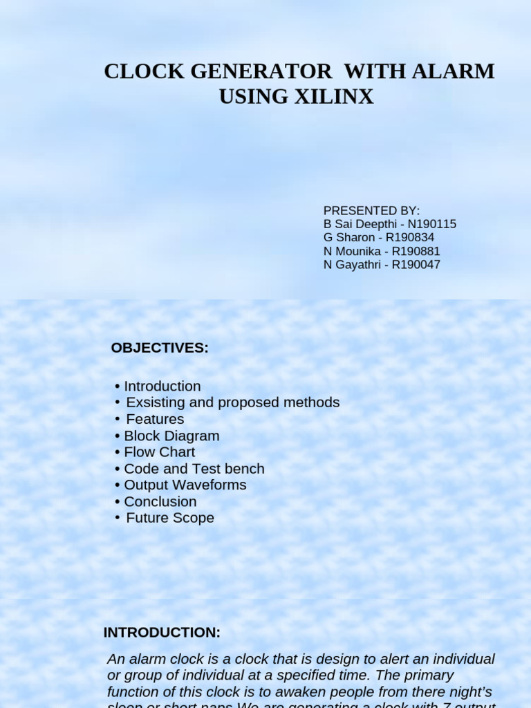 Miniproject2 ppt | PDF | Clock | Computing