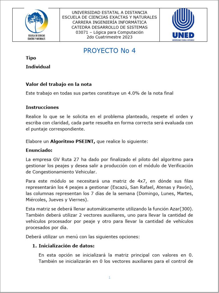 Computacional 2C 2023 - Proyecto No 4 PDF | PDF | Informática ...