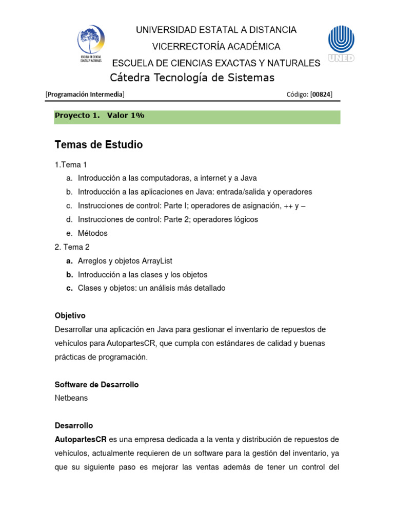 Programación Intermedia Proyecto 1 - 2C 2024 | PDF | Programa de ...