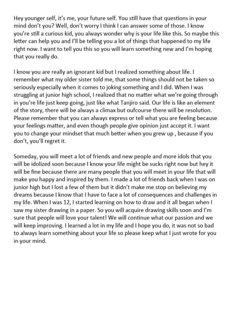 An Open Letter For My Younger Self | PDF