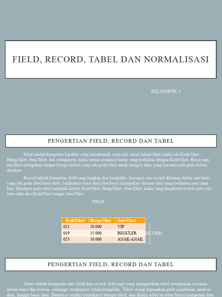 Field, Record, Tabel Dan Normalisasi | PDF
