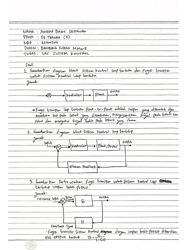 Tugas Sistem Kontrol Andika Bagus Setiawan | PDF