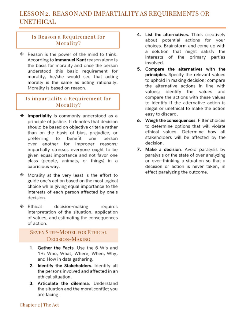 (CHAPTER 2) Lesson 2 - Ethics | PDF