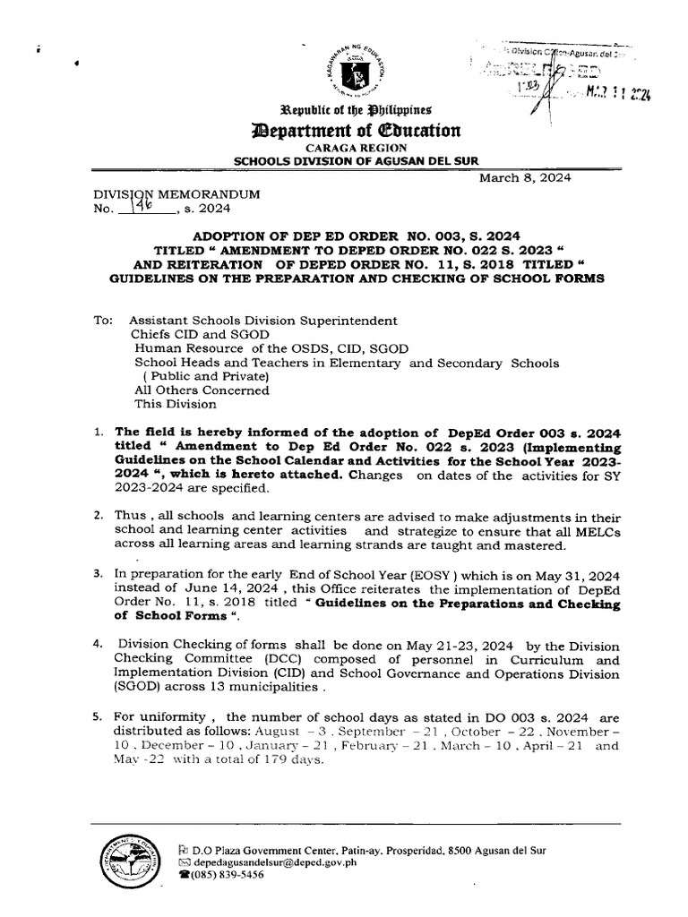 DM No 146 S 2024 | PDF
