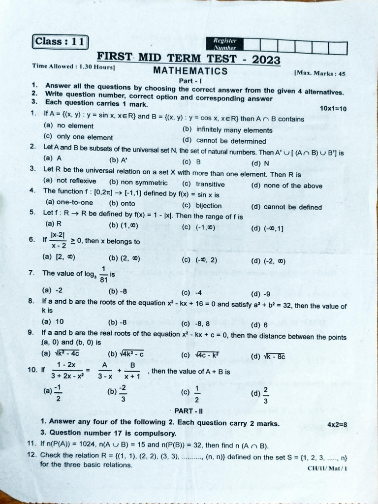 Model Question Paper Unit Test L | PDF
