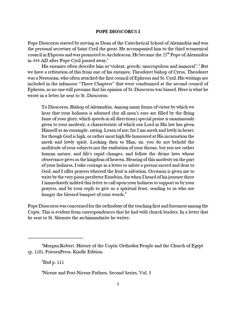 Pope Dioscorus I | PDF | Christian Denominational Families