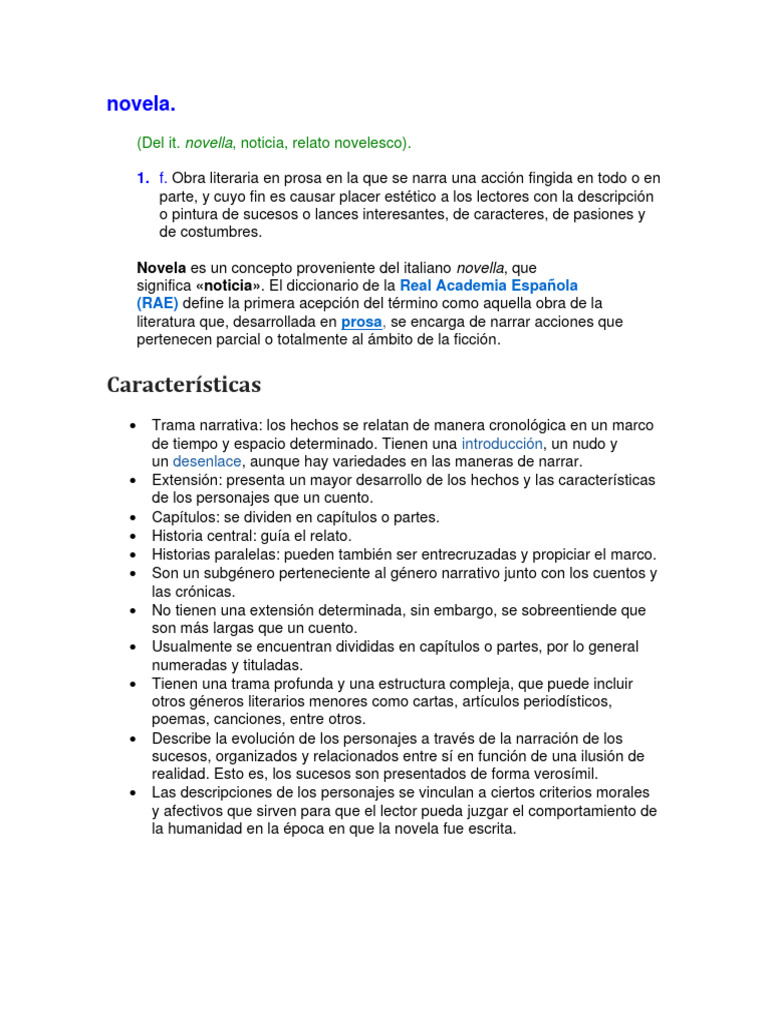 Definición y Tipos de Novelas | PDF | Novelas | Narración