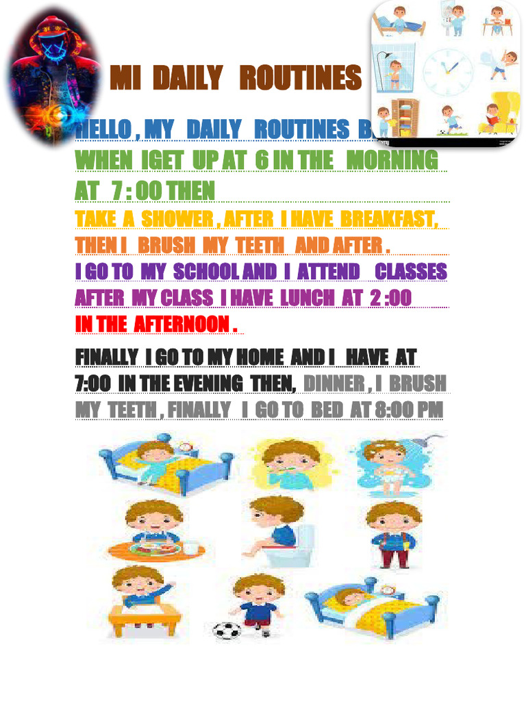 Mi Daily Routines | PDF | Cooking, Food & Wine | Wellness