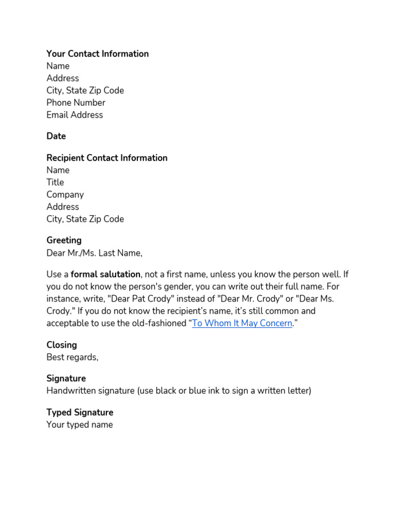 Formal Letter Format Guide | PDF