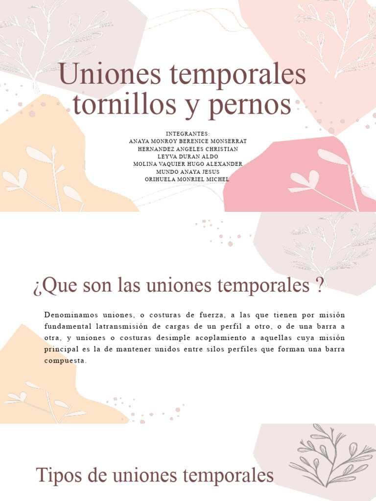 Uniones Temporales Tornillos y Pernos | PDF | Materiales de ...