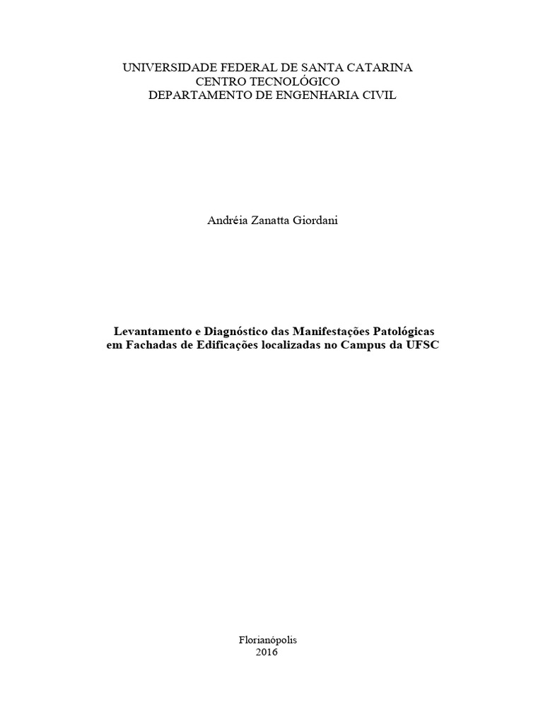 TCC Andreia Zanatta Giordani Final | PDF | Argamassa (alvenaria) | Cimento