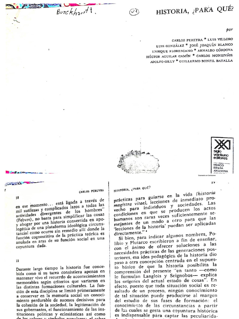 Historia ¿Para Qué Carlos Pereyra (U1) | PDF