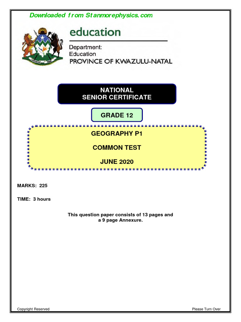 Grade 12 Geography June 2020 Exam Paper | PDF | Tropical Cyclones | Cyclone