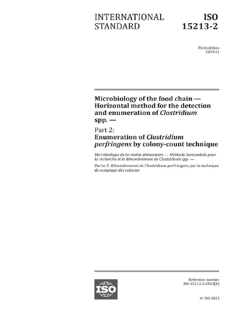 ISO 15213-2 2023 Enumeration Clostridium Perfringen | PDF