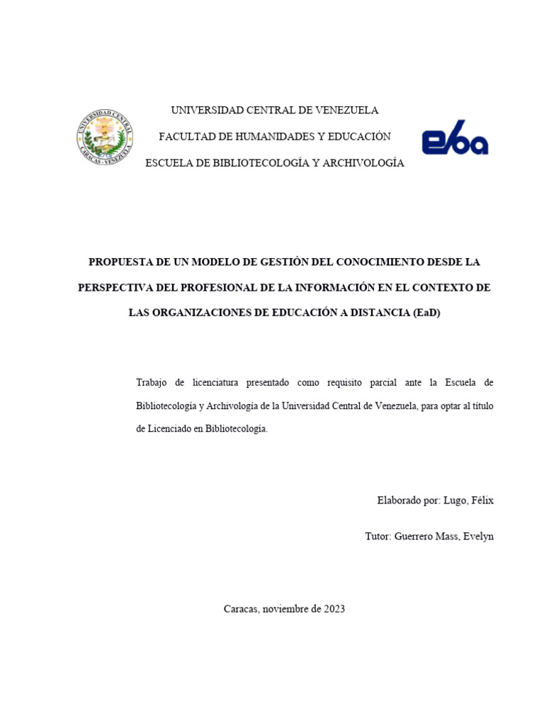 Tesis. Felix Lugo. - Entrega Final | PDF | Conocimiento administrativo ...