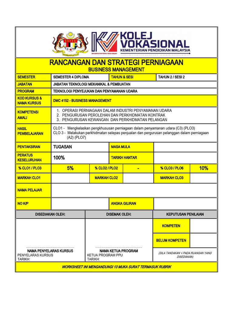 Rancangan & Strategi Perniagaan DMC5152 | PDF