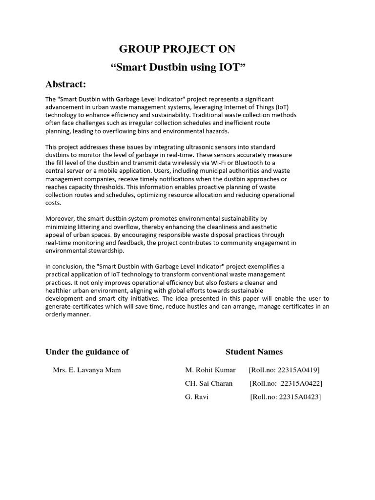 Smart Dustbin | PDF