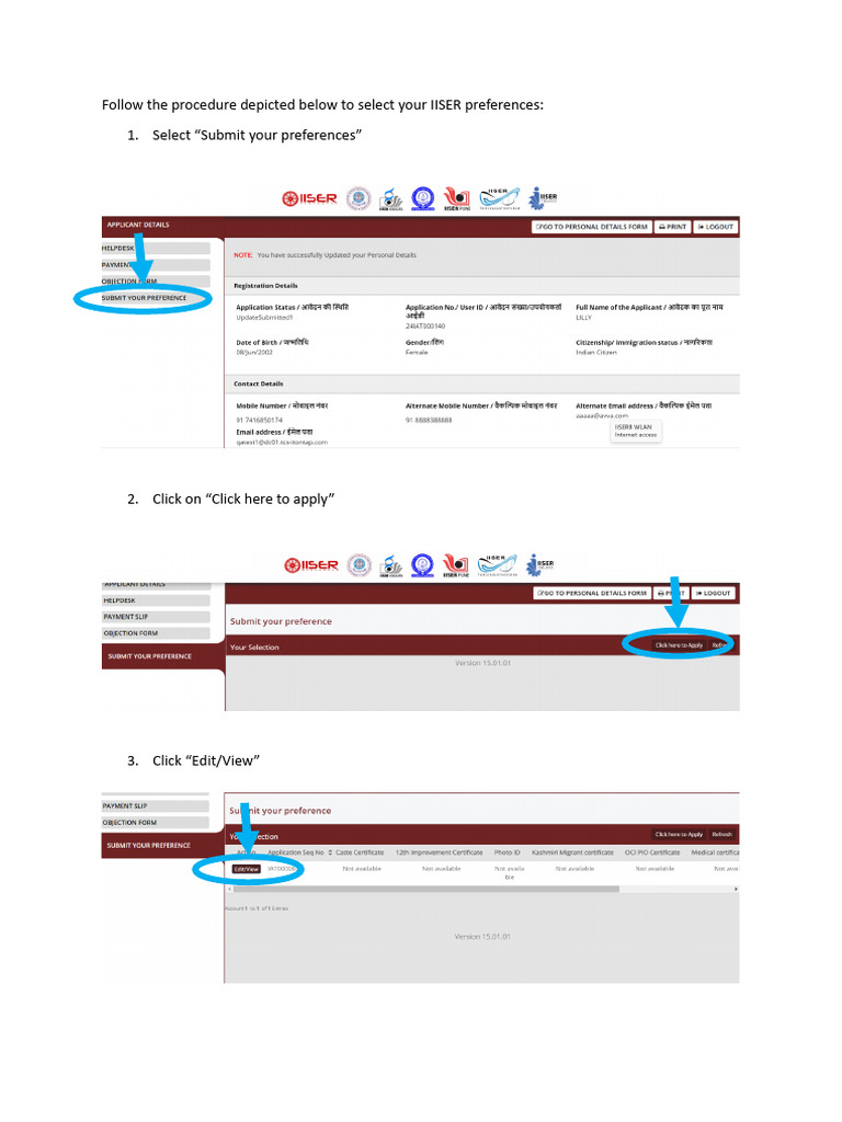 IISER Preference Selection | PDF