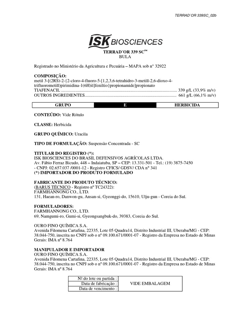 F1812858017 - Bula TERRADOR 339SC - 02b | PDF | Depressão | Agricultura