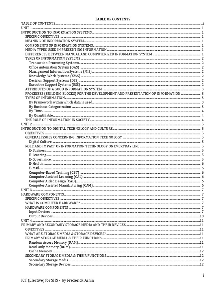 Elective ICT Book - New | PDF | Computer Data Storage | Information System