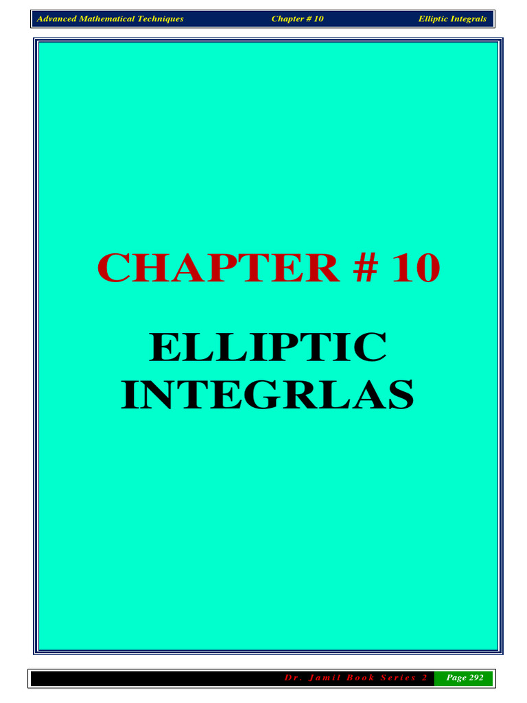 CH# 10 Elliptic Integrals | PDF | Ellipse | Integral