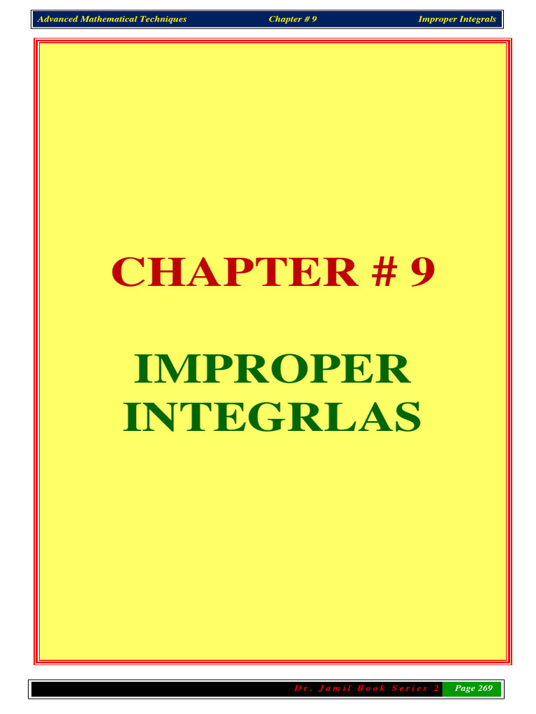Improper Integrals and Convergence Criteria | PDF | Infinity | Integral