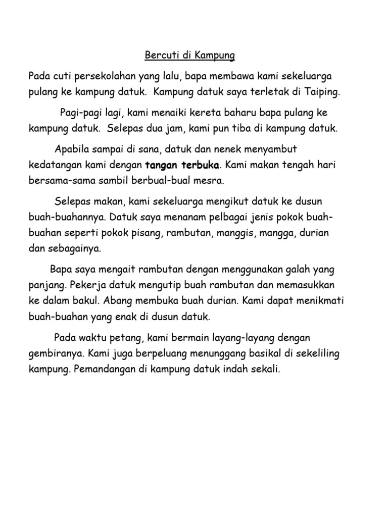 Karangan - Bercuti di Kampung | PDF Karangan - Bercuti di Kampung | PDF
