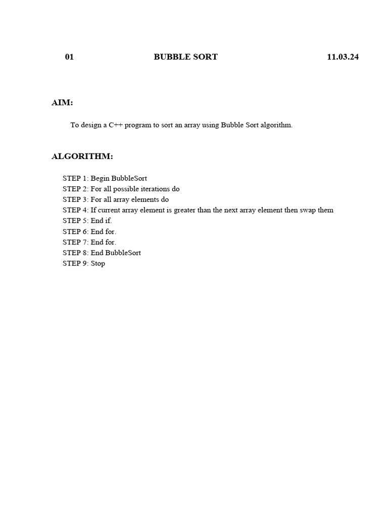 Bubble Sort Record | PDF