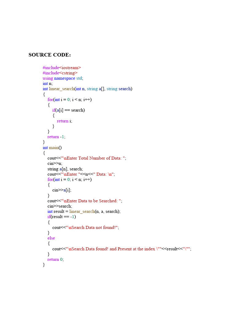 C++ Linear Search Implementation | PDF