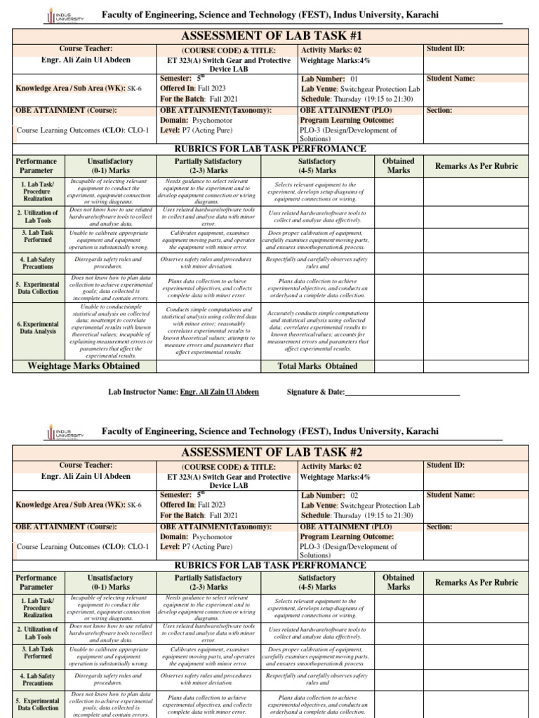 All Rubrics of Lab Manual | PDF | Statistics | Experiment