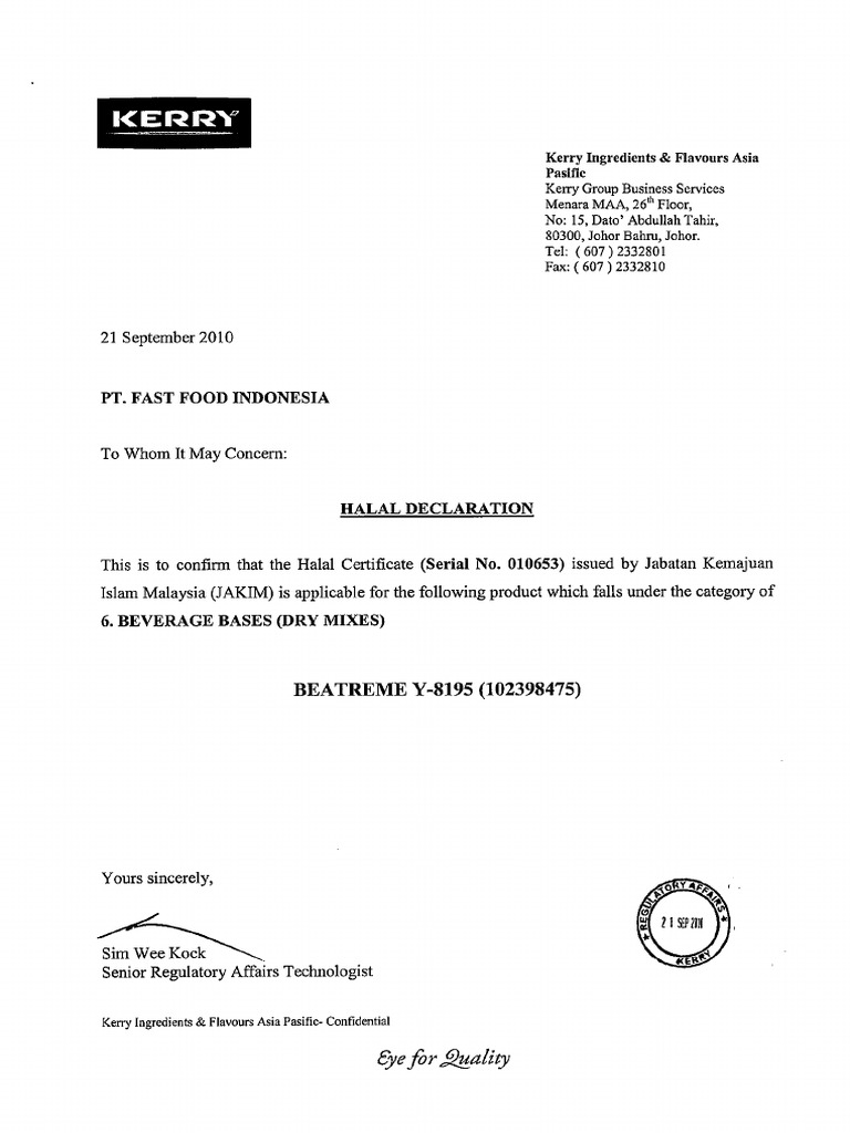 Halal Declaration | PDF