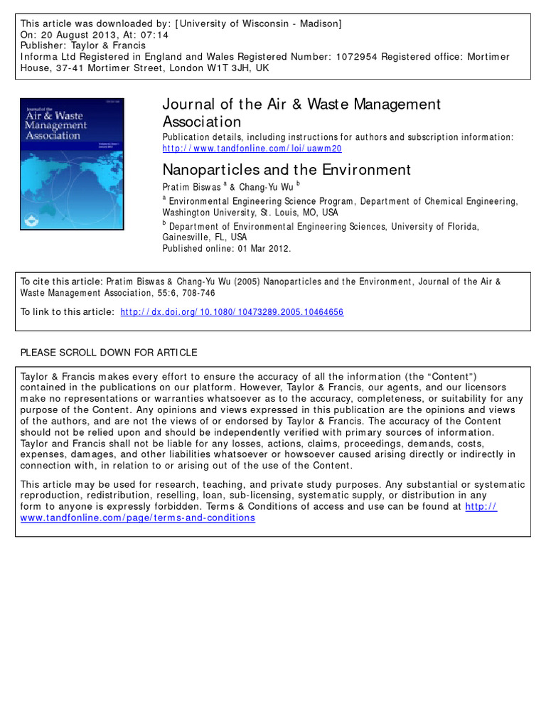 Biswas 2005 | PDF | Nanoparticle | Nanotechnology