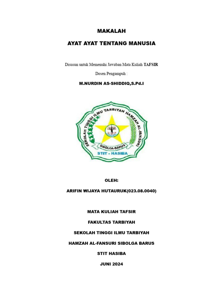 MAKALAH TAFSIR Ayat Tentang Manusia | PDF | Agama & Spiritualitas