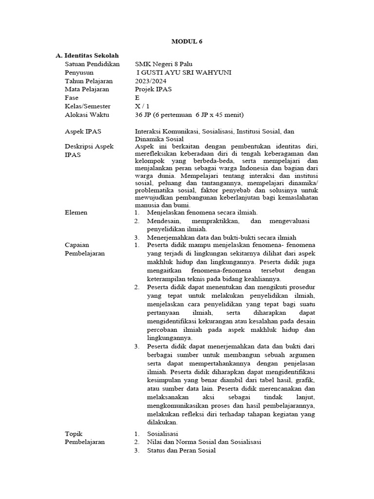 Modul IPAS: Interaksi Sosial dan Identitas | PDF