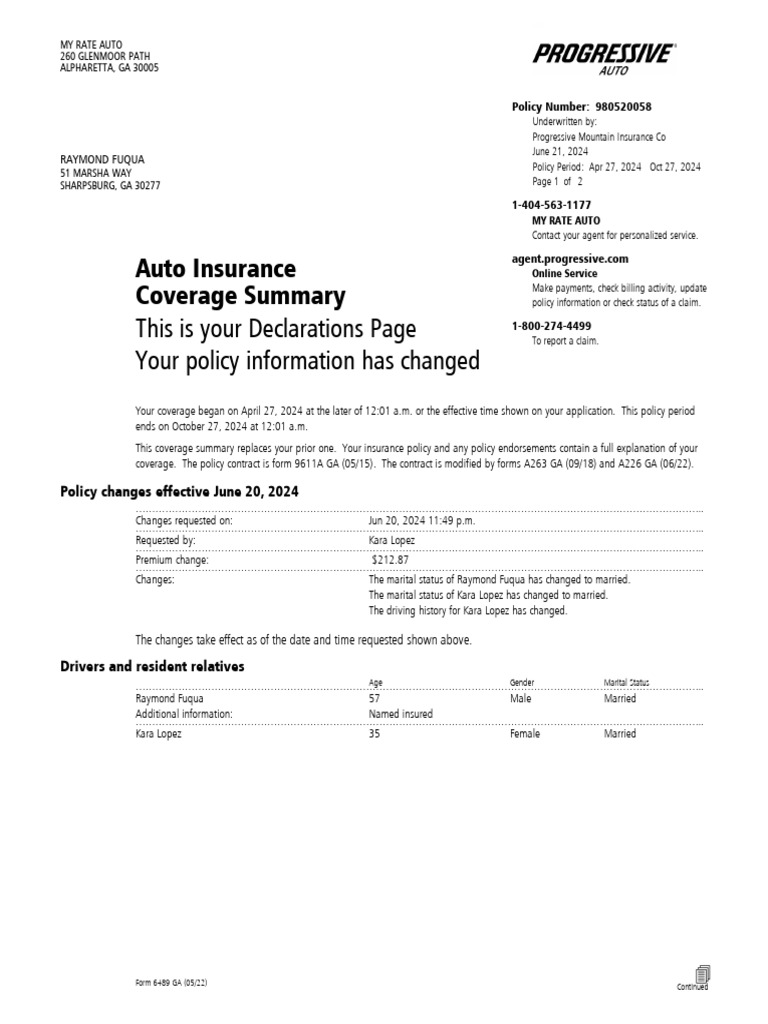 Declarations Page | PDF | Insurance | Business Law