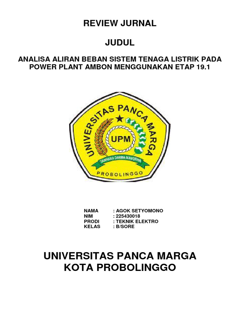 Riviuw Jurnal Analisis Aliran Beban Tenaga ListrikPada Power Plant ...