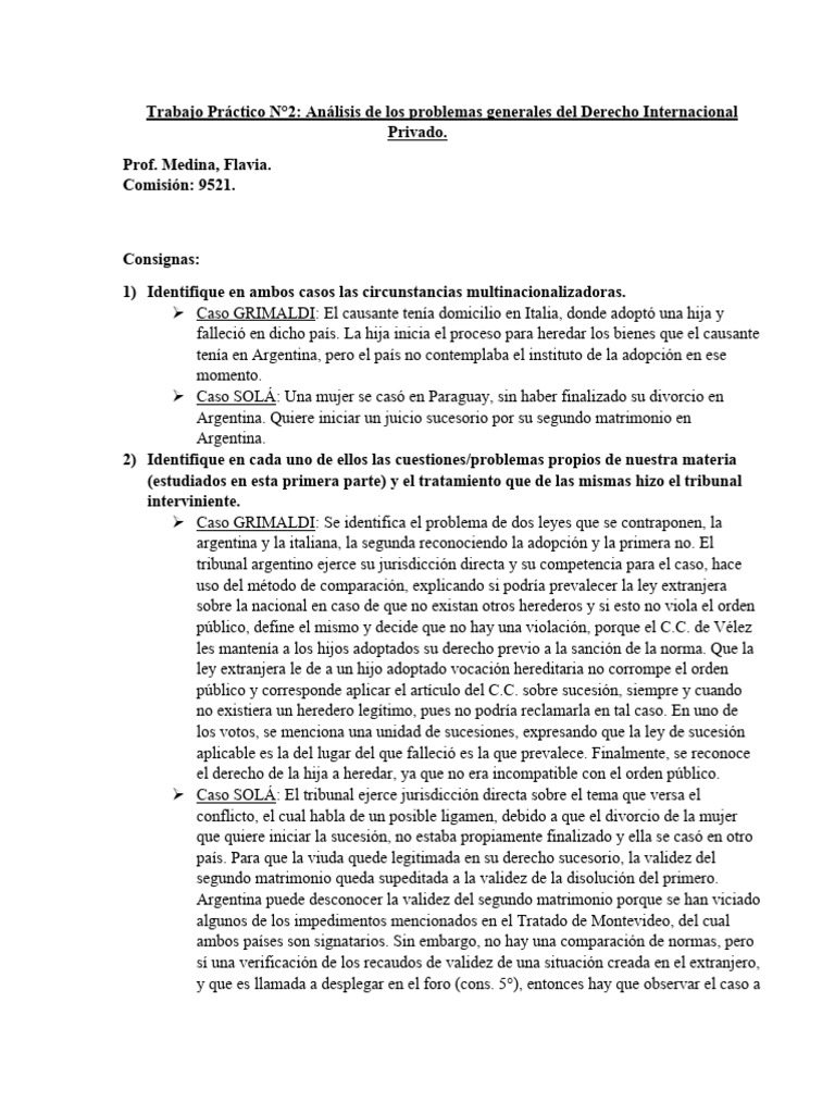 TP N°2 Análisis Problemas Generales Dipr | PDF | Adopción | Matrimonio