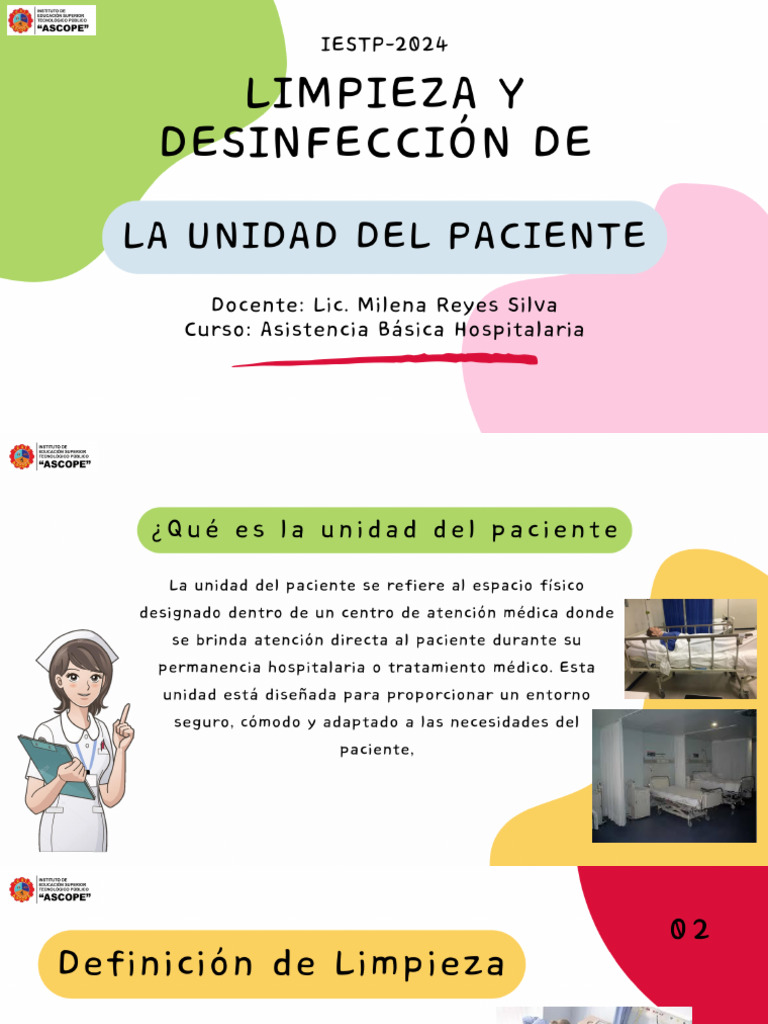 Diapositivas Limpieza y Desinfección de La Unidad Del Paciente | PDF