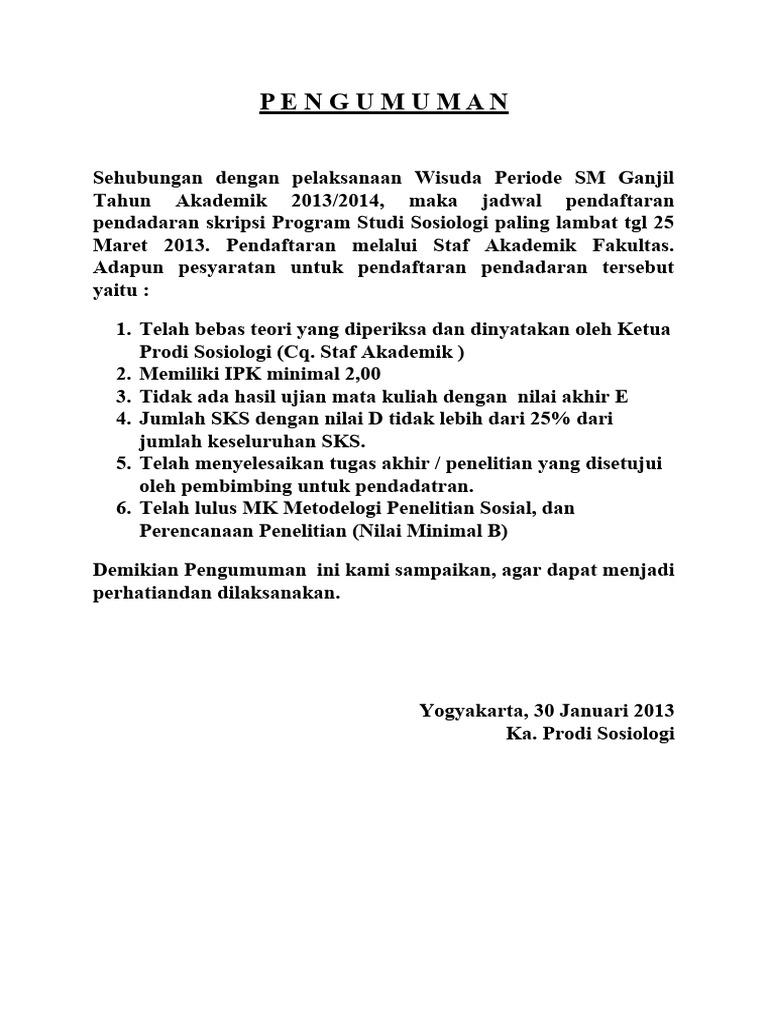 Contoh PENGUMUMAN | PDF