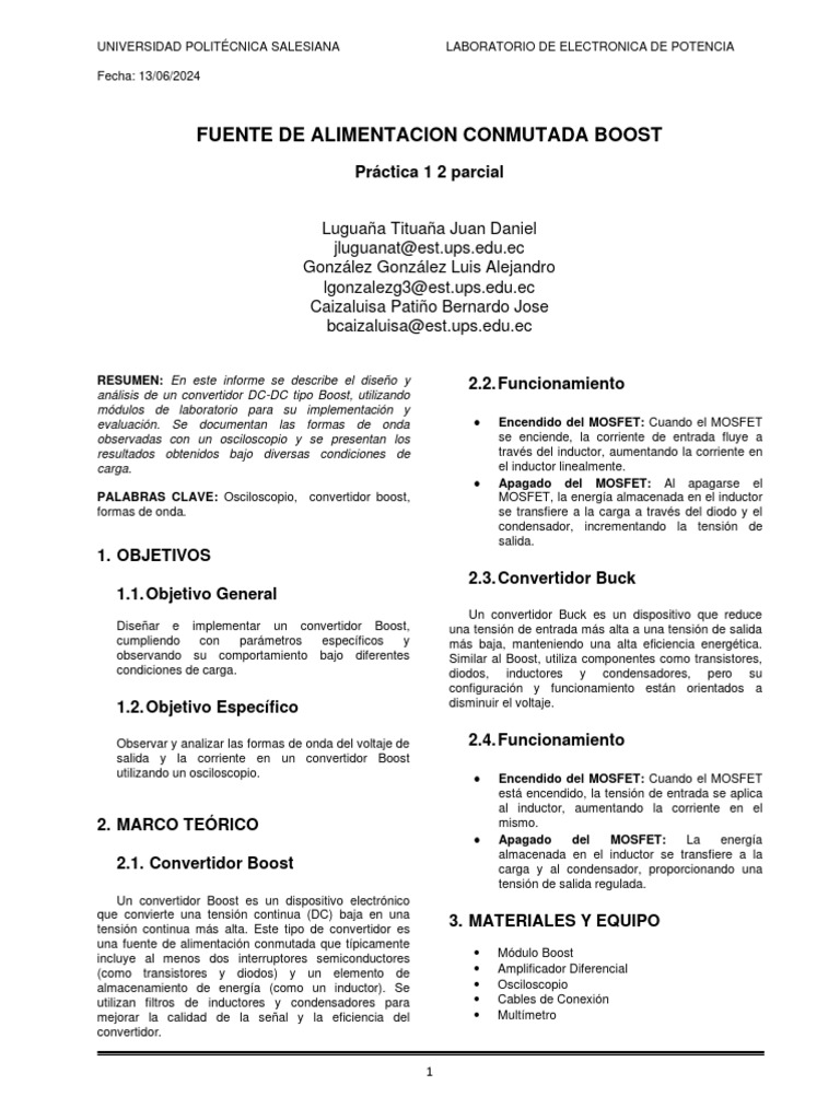 Conversor Boost | PDF | Mosfet | Ingenieria Eléctrica
