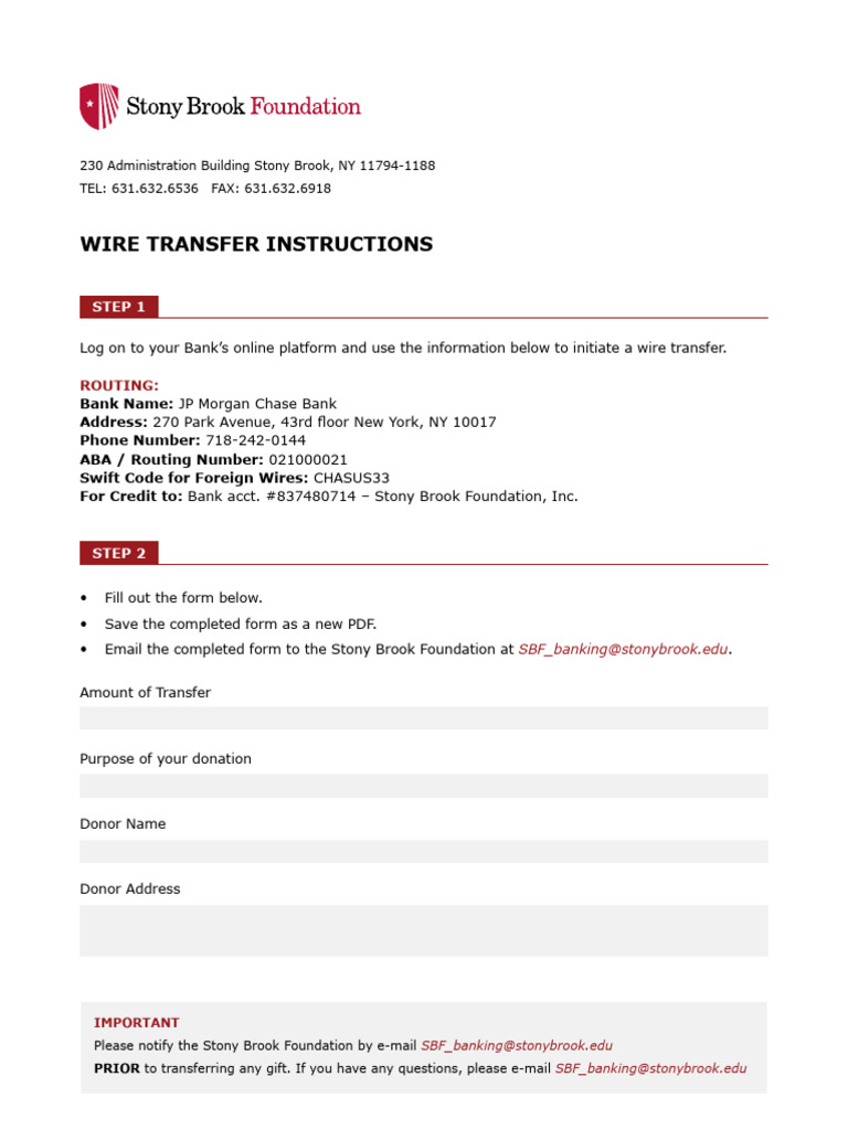 Wire Transfer Instructions Guide | PDF