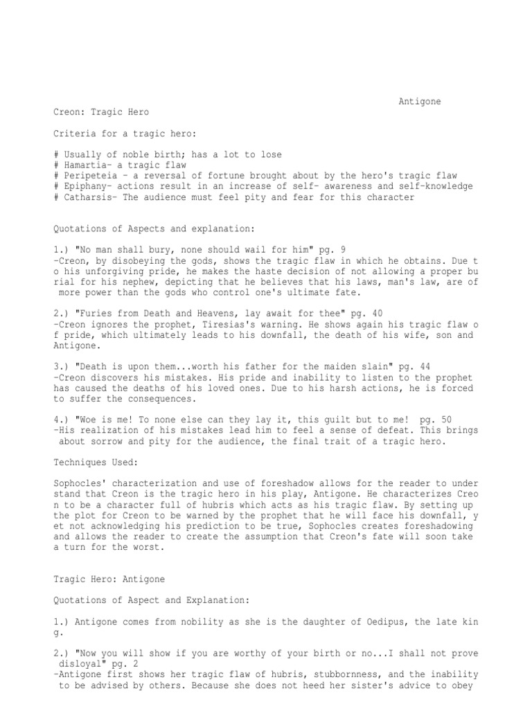 Creon and Antigone: Tragic Heroes | PDF | Sophocles