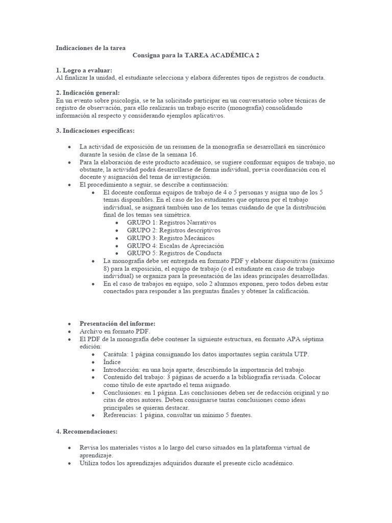 Indicaciones de La TA2 | PDF | Evaluación | Cognición
