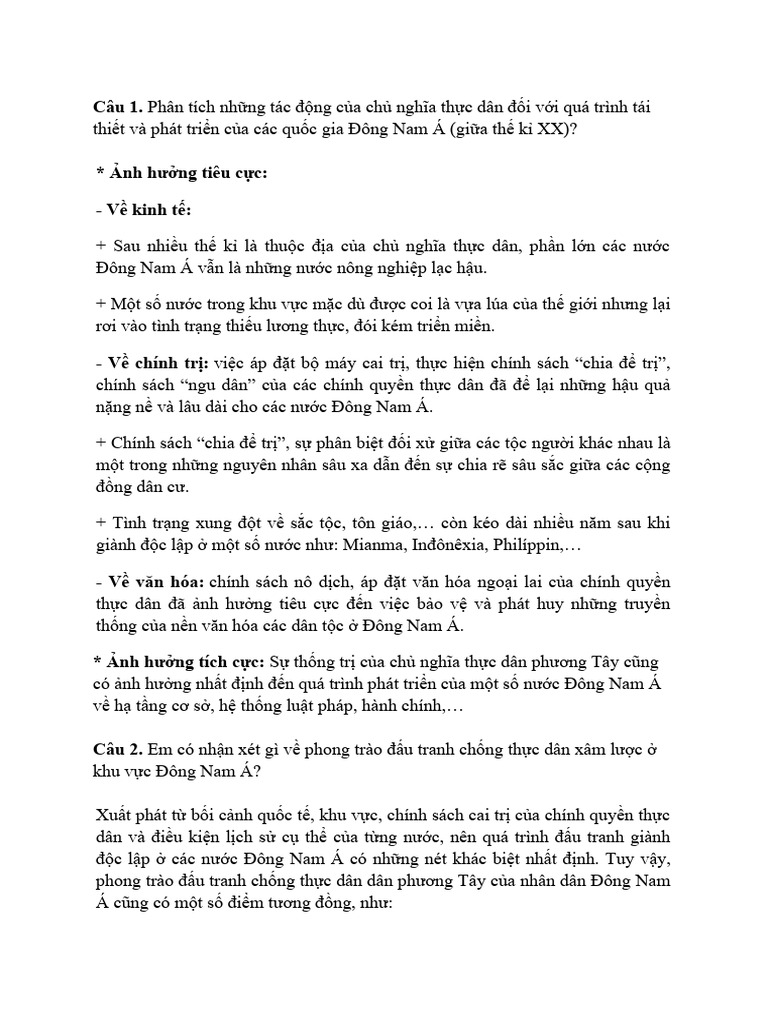 Đề cương Sử gk2 11 | PDF