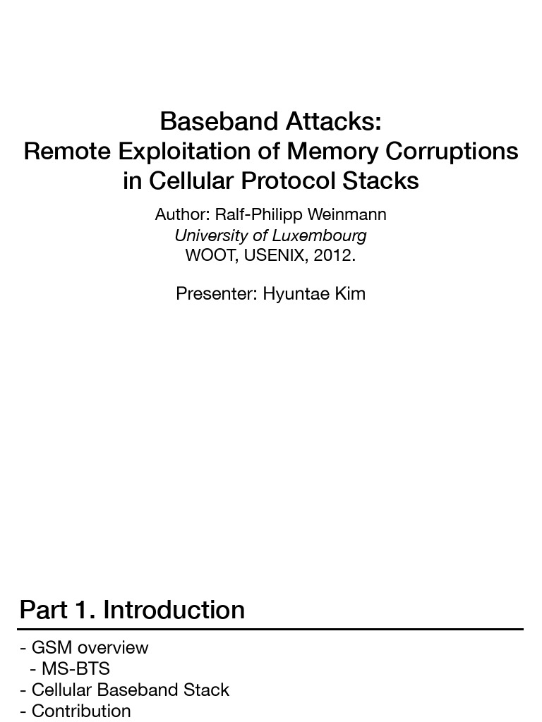 Baseband Attack Vulnerabilities in GSM | PDF | Computing | Computer ...