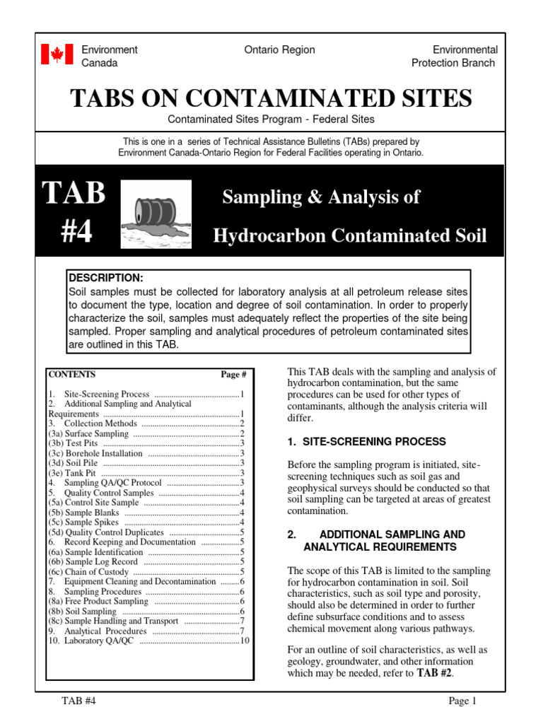 Technical Assessment Bulletin 4 - Sampling & analysis of hydrocarbon ...