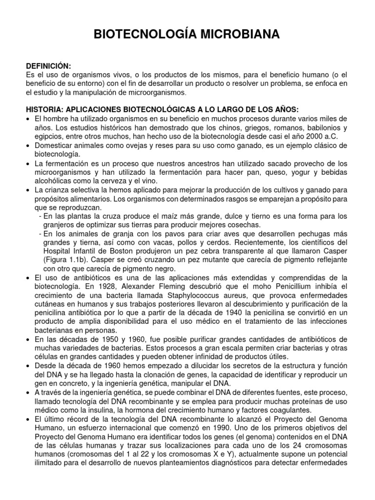 ALUMNO BIOTECNOLOGÍA MICROBIANA | PDF | Biotecnología | Las bacterias