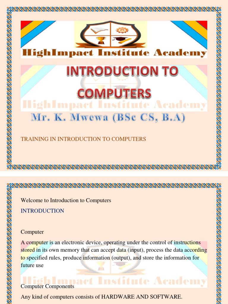 Introduction To Computers Module 1 | PDF | Computer Hardware | Application Software
