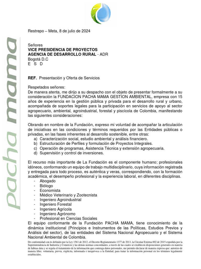 Presentacion y Oferta Adr | PDF | Colombia | Entorno natural