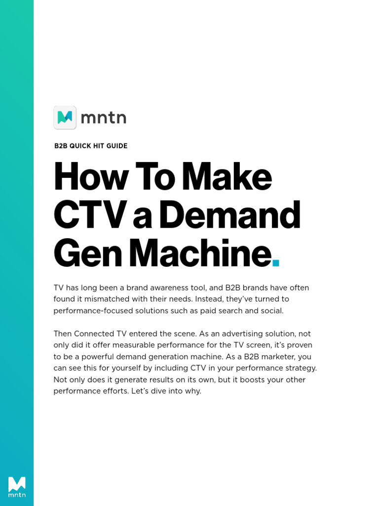 MNTN How To Make CTV A Demand Gen Machine | PDF | Advertising | Brand